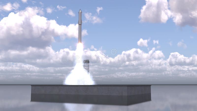 Rocket Launch from a Platform on the Water Stock Video - Video of lunar ...