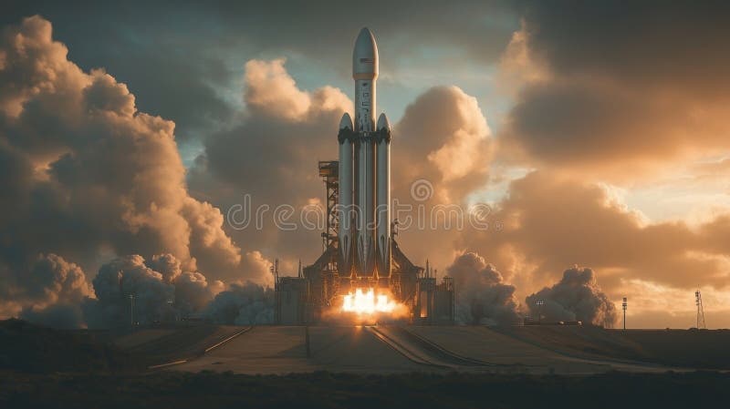 Rocket Launch Powerful Propulsion System Sunset Showcasing Aerospace ...