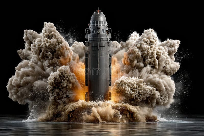 Rocket Launch with Powerful Smoke and Fire Effects Lifting Off Over ...