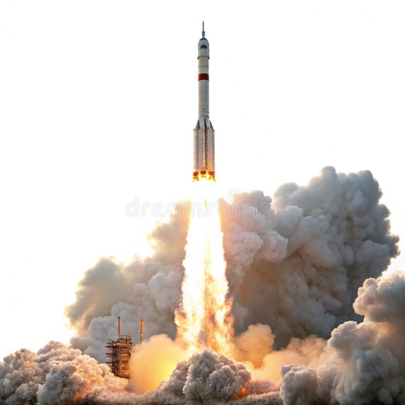 Rocket Launch Realistic Effect Stock Illustration - Illustration of ...