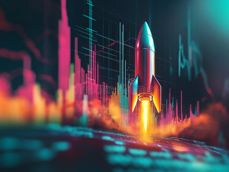 A Rocket Launch Represented by a Growth Chart Symbolizes Significant ...