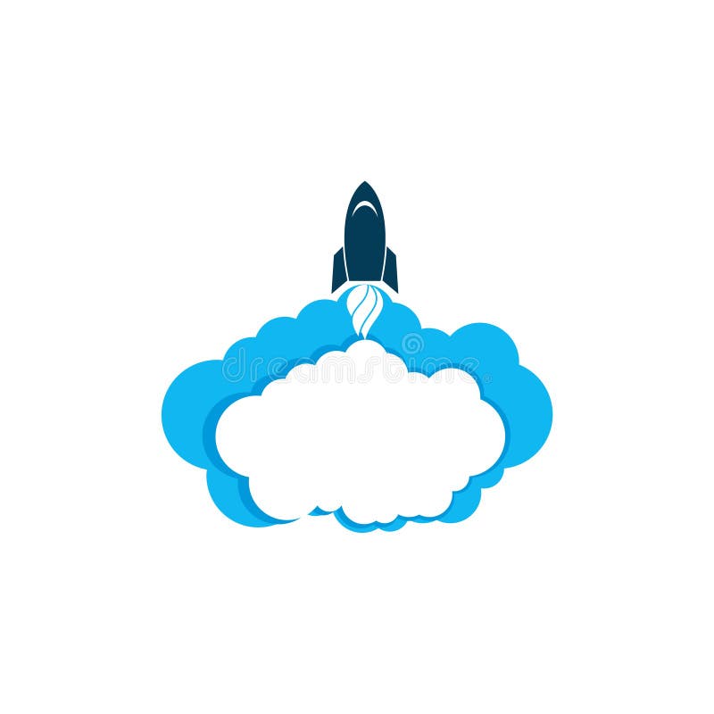 Rocket Cloud Sticker Logo Design Template. Cloud Tech Logo Design ...
