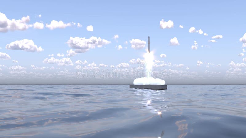 Rocket Launch from a Sea Platform 3d Stock Illustration - Illustration ...