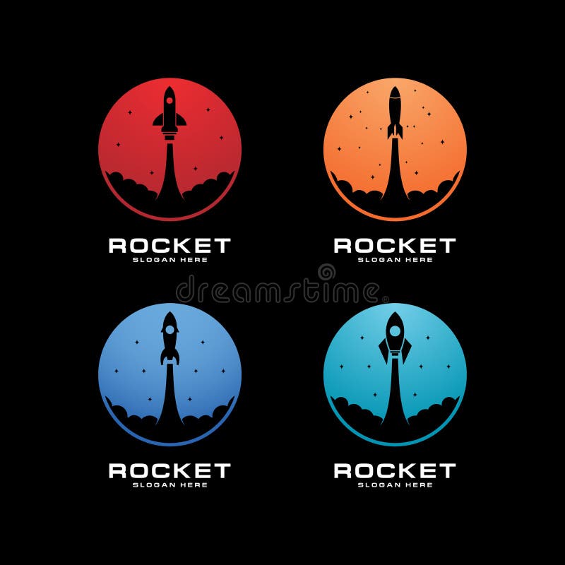 Rocket Launch Set Logo Vector Template Stock Vector - Illustration of ...