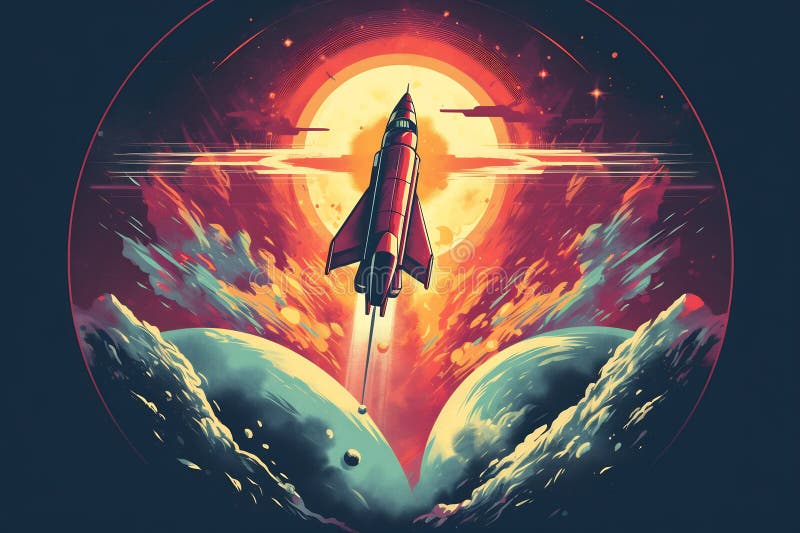 Rocket Launch, Ship, 2d Illustration Stock Image - Image of ship ...