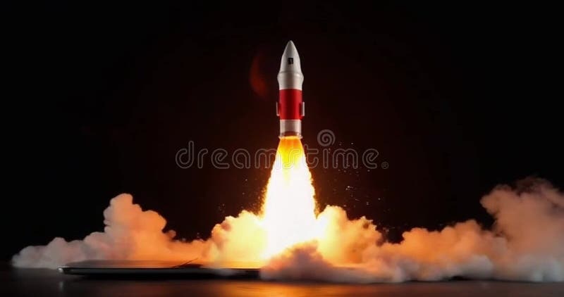 Rocket Launch Simulation Using a Laptop Setup in a Creative Workspace ... Rocket Launch Simulation Using a Laptop Setup in a Creative Workspace ...