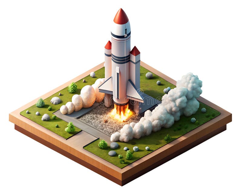 Rocket Launch Site Isometric 3d Spaceport Satellite Stock Image ...