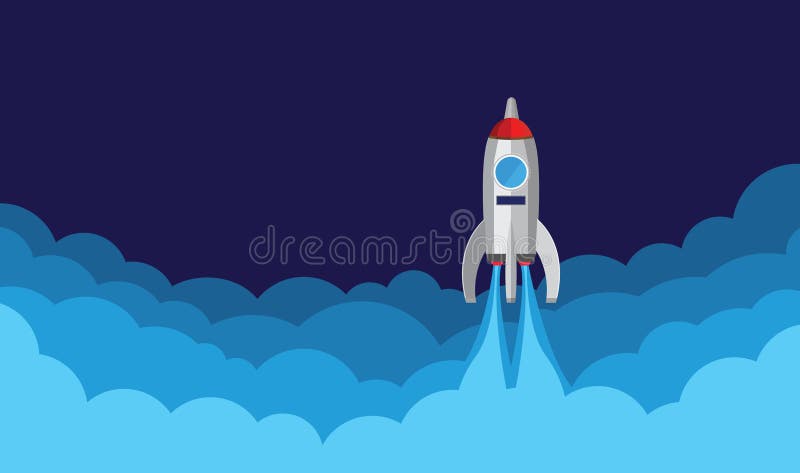 Rocket Launch in the Sky, Business, Start Up Concept. Stock ...