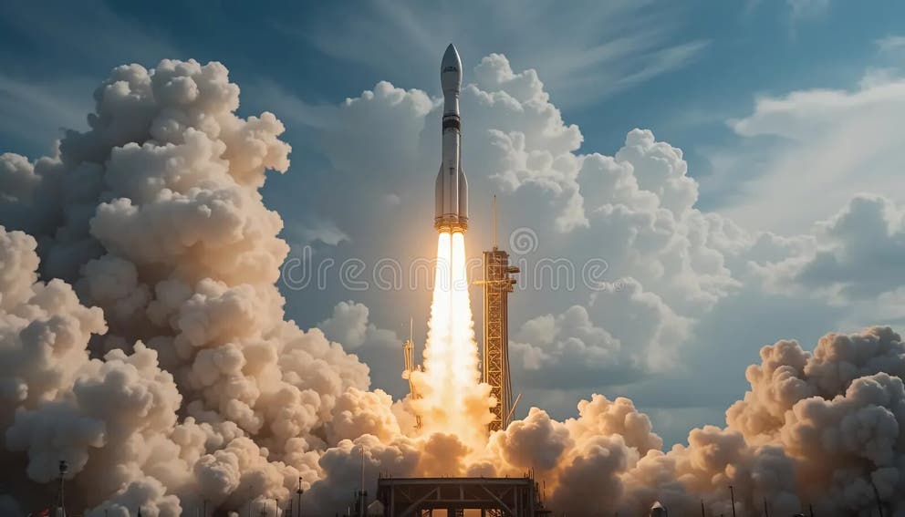 Rocket Launch Smoke and Clouds Effects Stock Illustration ...
