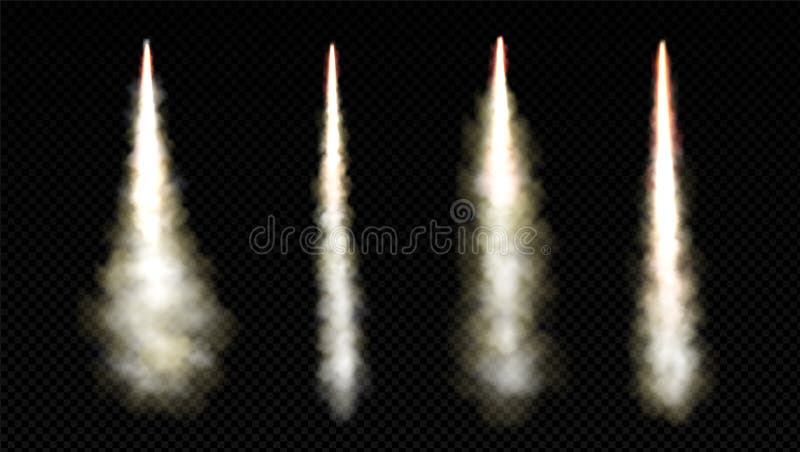 Rocket Launch Smoke Trail with Fire Flame Vector Stock Illustration ...