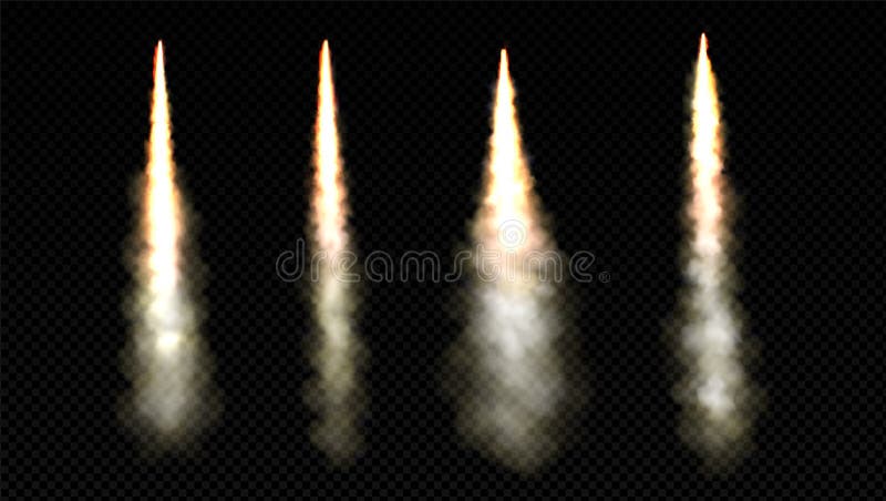 Rocket Launch Smoke Trail with Fire Flame Vector Stock Illustration ...