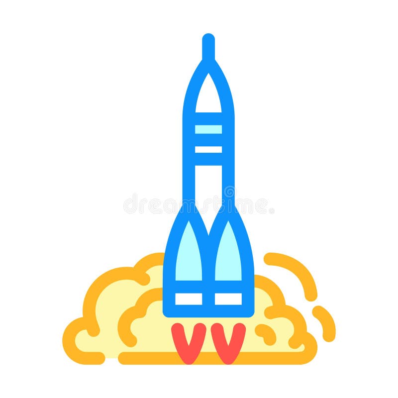 The Launch into Space. Flying Rocket through the Clouds. Start Up of ...