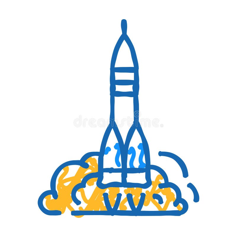 Rocket Launch Space Exploration Icon Doodle Illustration Stock ...