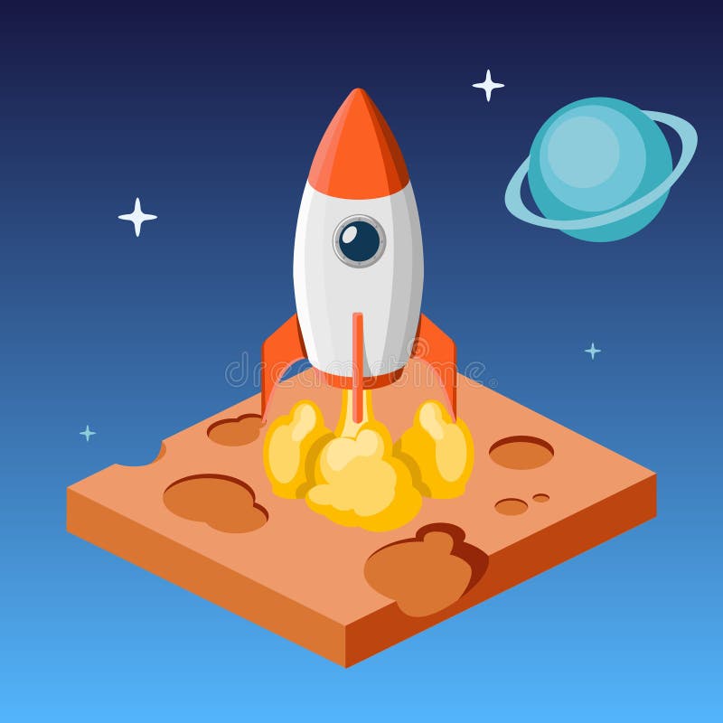 Rocket Launch in Space Isometric Vector Stock Vector - Illustration of flight, space: 96010394