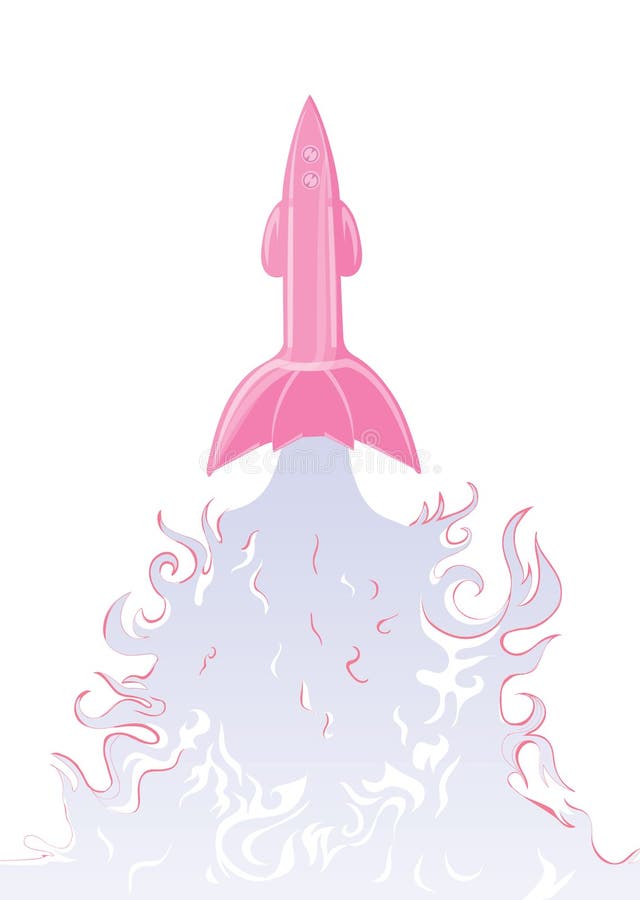 Rocket Launch, Space Ship and Cloud of Smoke. Vector Illustration with ...