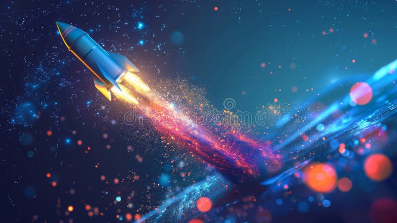 Rocket Launch in Space with Vibrant Trails, Generative AI Stock Photo ...