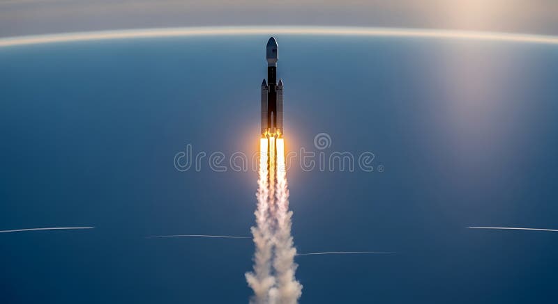 Rocket Launch Spacecraft Soaring Above Earth Atmosphere Stock ...