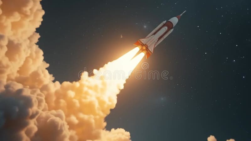 Rocket Launch into Starry Night Sky - Generate AI Stock Footage - Video ...