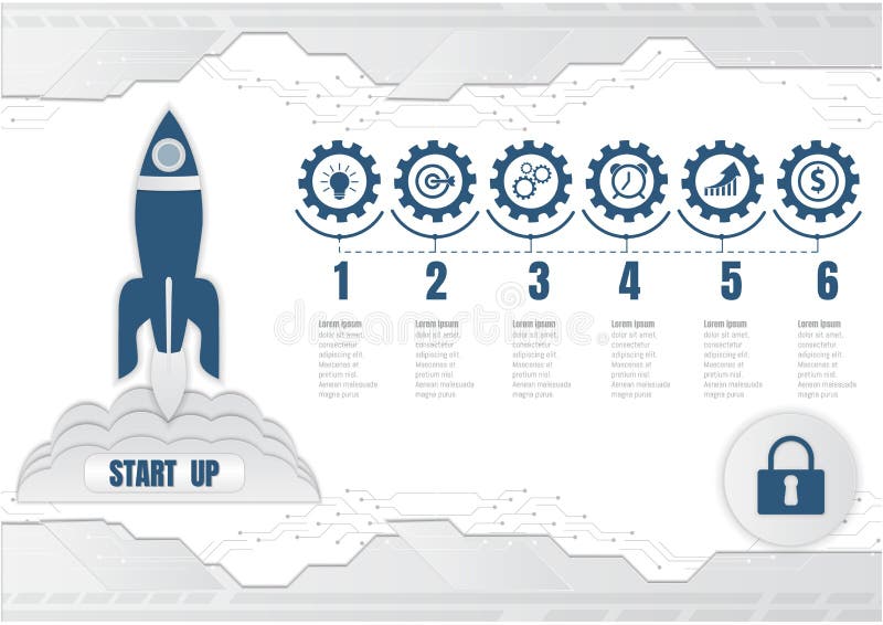 Rocket Launch Startup, Digital Technology and Infographic Business ...