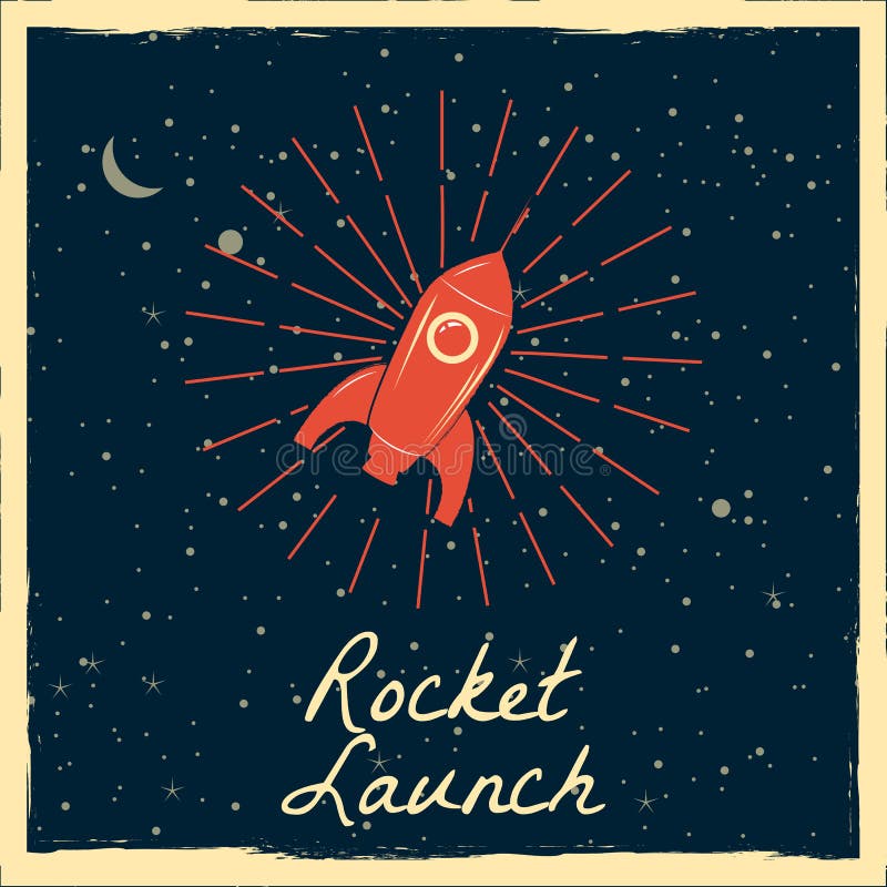 Rocket Launch Startup Rocket Retro Poster with Vintage Colors and ...