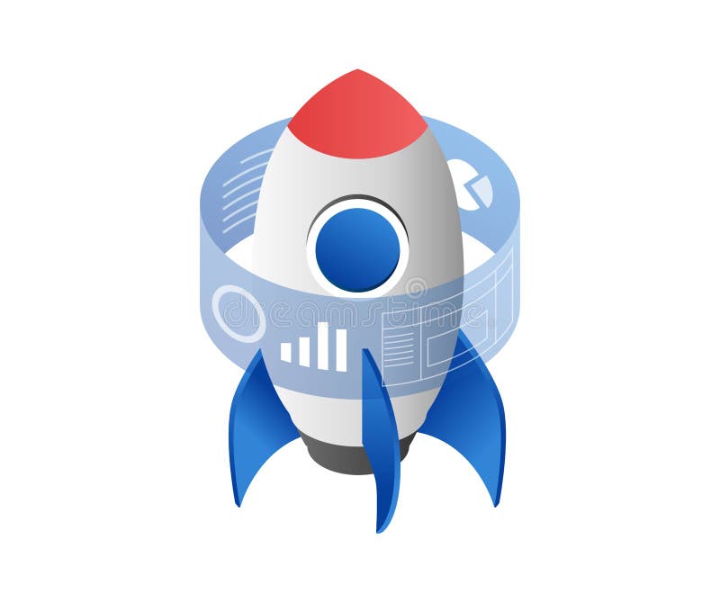 Rocket Launch Station with Business Analysis Stock Illustration ...