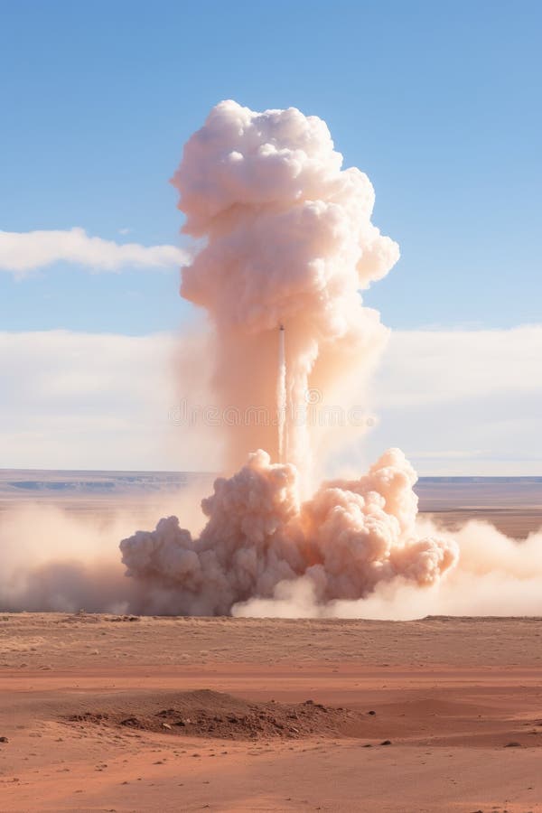 Rocket Launch a Striking Liftoff Scene with Light Clouds Against a Soft ...