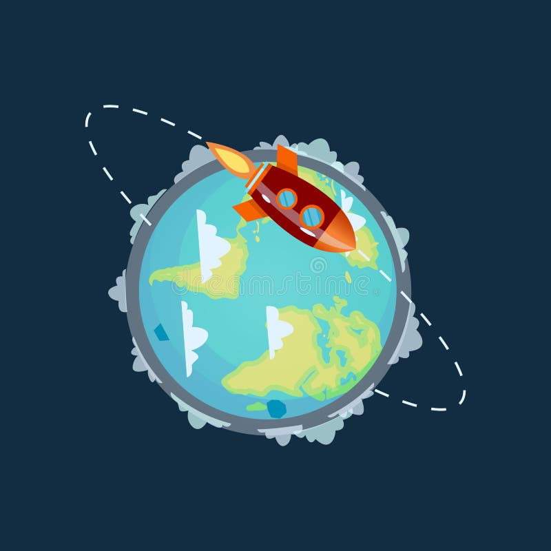 Illustration Space Rocket Flying Around Earth Stock Illustrations – 193 ...
