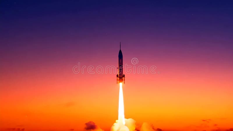 Rocket Launch at Sunset - Dramatic Space Exploration Footage Stock ...