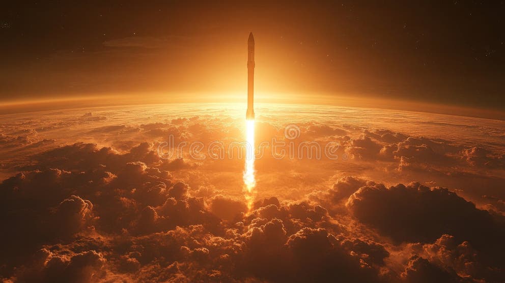 Rocket Launch at Sunset Shows Propulsion and Heatshield Technology Over ...