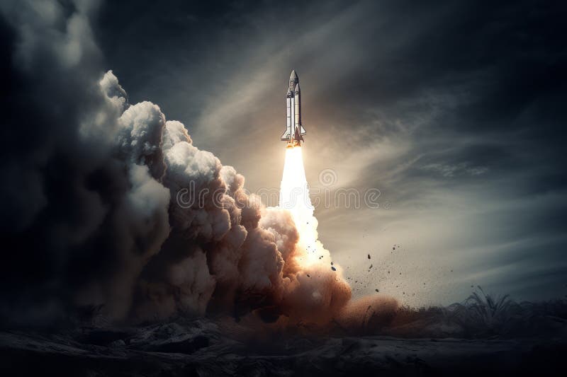Rocket Launch Takeoff Dramatic. Generate Ai Stock Image - Image of ...