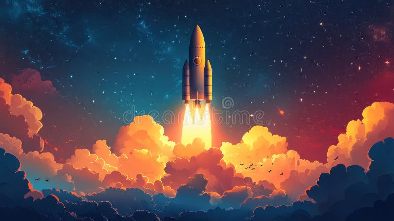 Rocket Launch, a Rocket Taking Off Represents the Growth and Innovation ...
