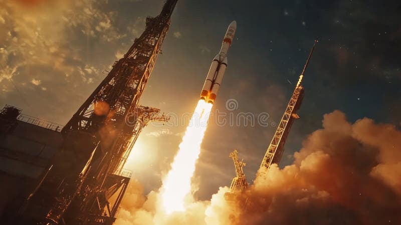 Rocket Launch the Thrilling Moment of Liftoff from the Cosmodrome into ...