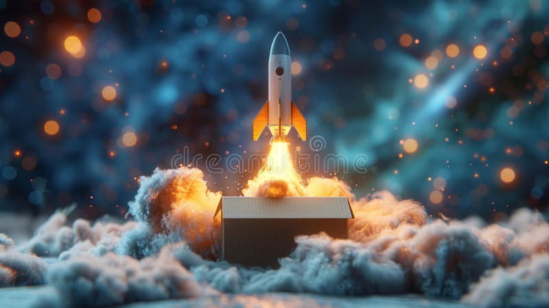 Rocket Launch from a Tiny House - Generative Ai Stock Illustration ...
