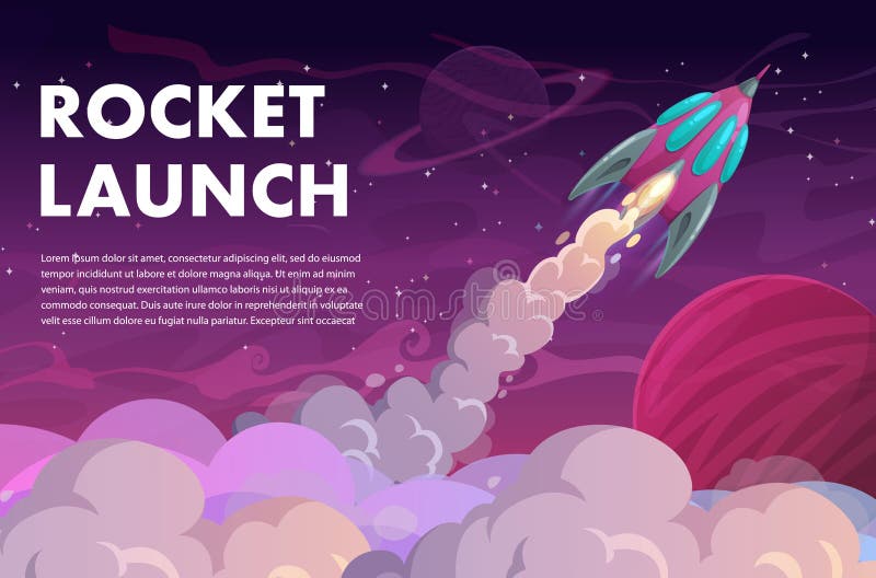 Rocket Launch To Galaxy Space, Fast Start Theme Stock Vector ...
