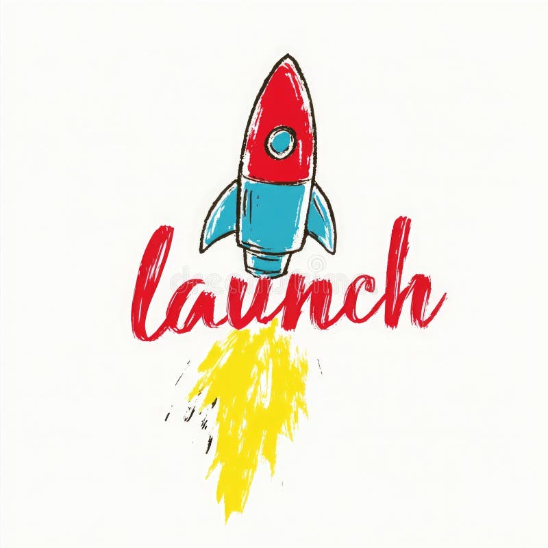 Rocket Launch Typography Design Stock Illustration - Illustration of ...
