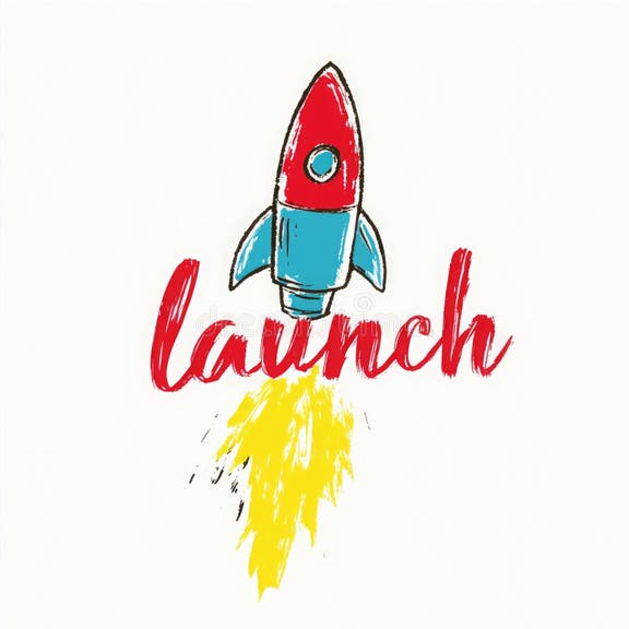 Rocket Launch Typography Design Stock Illustration - Illustration of ...