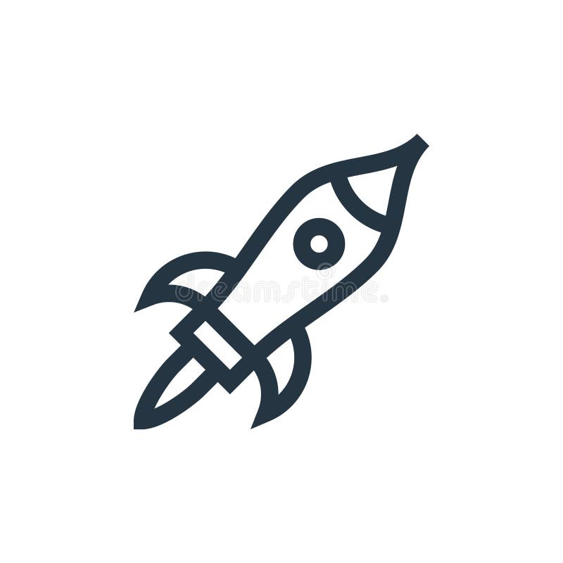 Rocket Launch Vector Icon Isolated on White Background. Outline, Thin ...