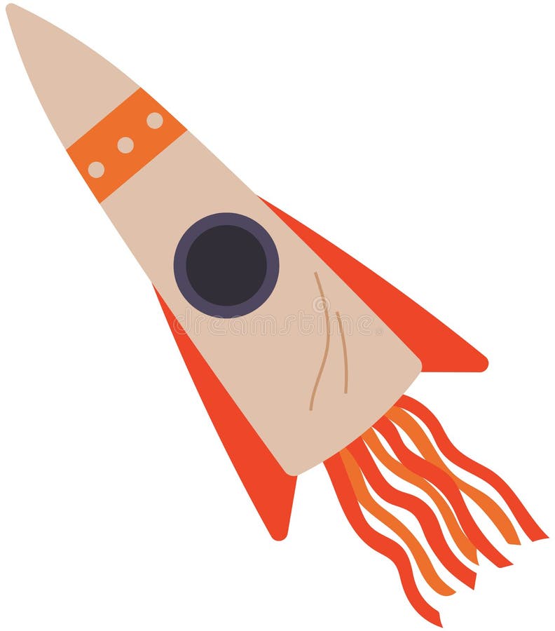 Sticker of Spacesraft with Flame, Rocket during Launch. Cosmic Design ...