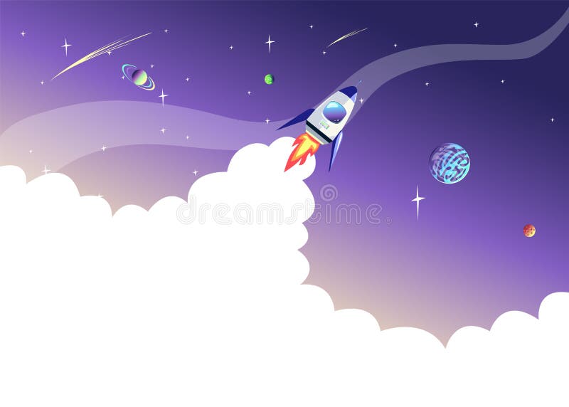 Rocket Launch. Vector Illustration of Space Travel and Research Stock ...