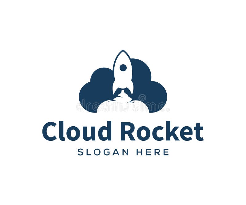 Rocket Launch Vector Logo. Cloud Rocket Logo Design Template Stock Vector - Illustration of ...