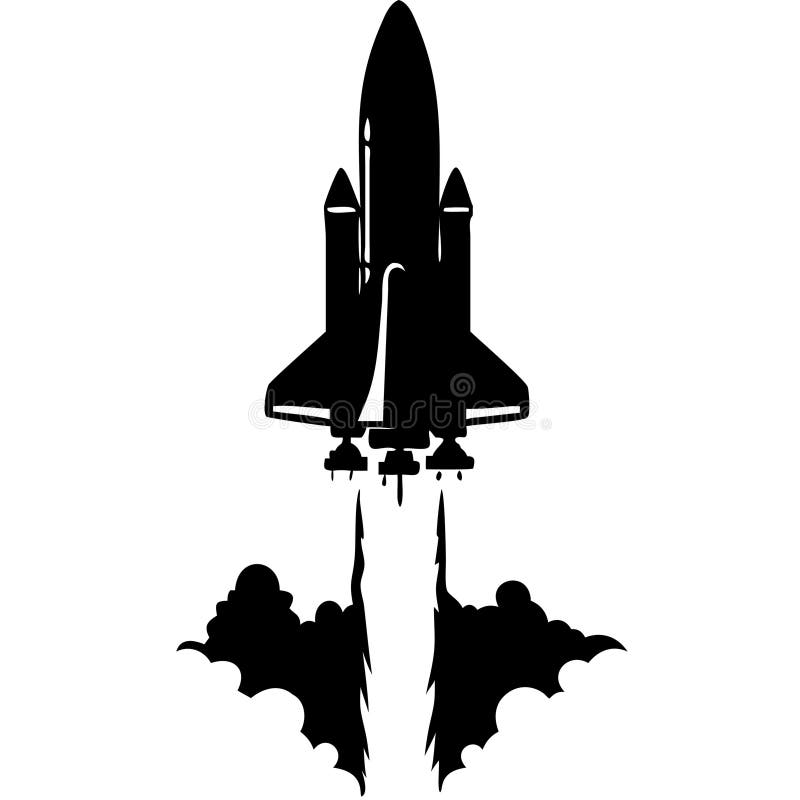 Rocket Launch Vector Silhouette with Smoke for Space Exploration ...
