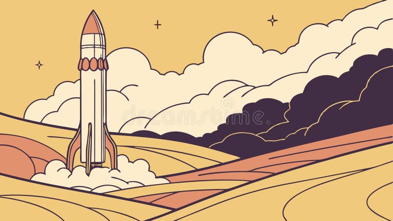 Rocket Launch from Verdant Landscape, Future Exploration, Vector Design ...