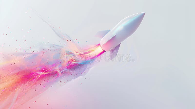 Rocket Launch with Vibrant Colored Smoke Trail, Minimalistic Design ...