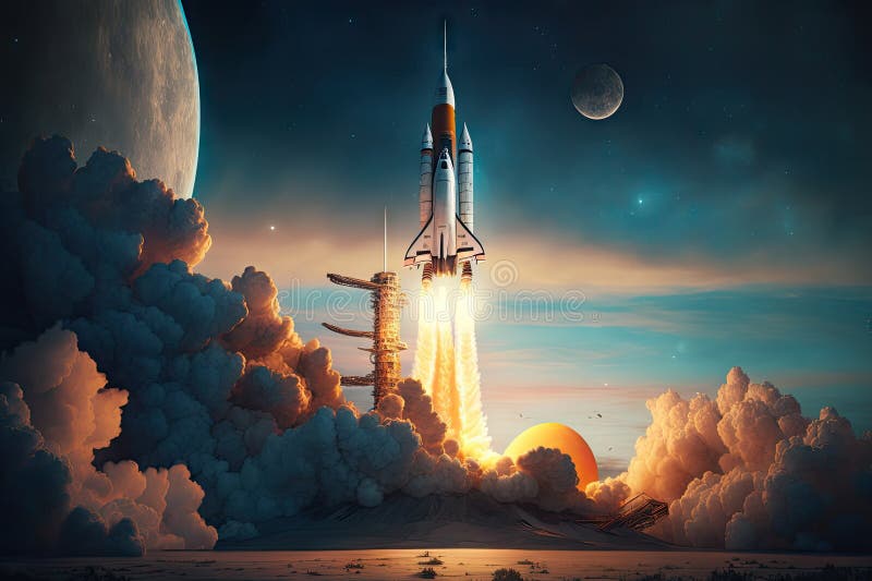 Rocket Launch, with View of Spacecraft and Its Solar Panels Visible ...