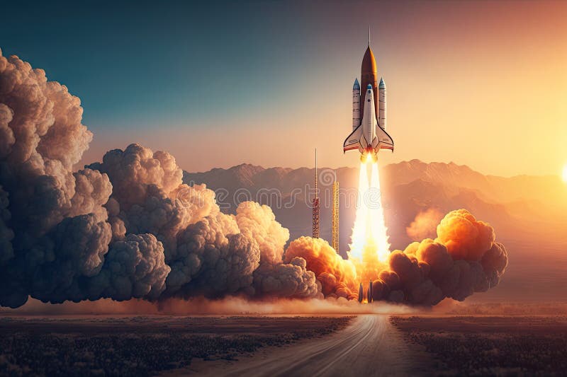 Rocket Launch, with View of Spacecraft and Its Solar Panels Visible ...