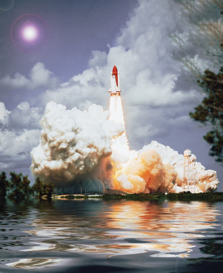 Rocket Launch and Water in the Sea.the Elements of this Image Furnished ...