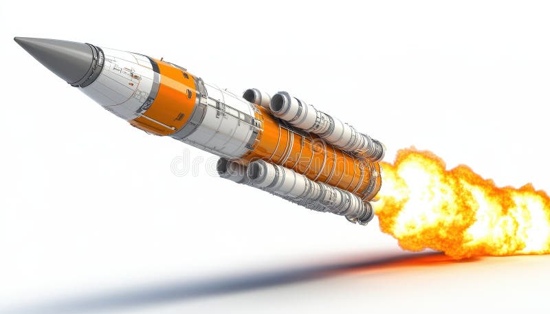 Rocket Launch on a White Background Showcasing Propulsion and Energy ...