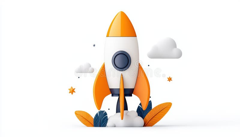 Rocket Launch White Isolate Background Stock Illustration ...