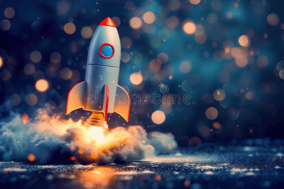 Rocket Launch in Winter Wonderland Stock Illustration - Illustration of ...