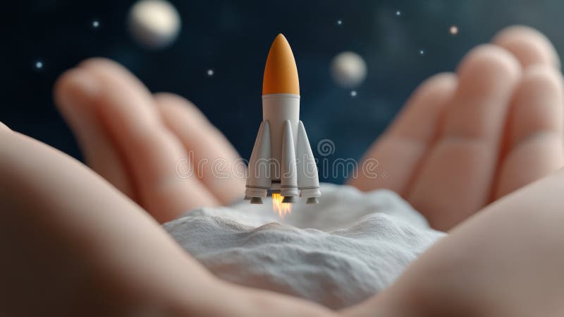 A Rocket is Launched from a Hand with the Other Holding it, AI Stock ...